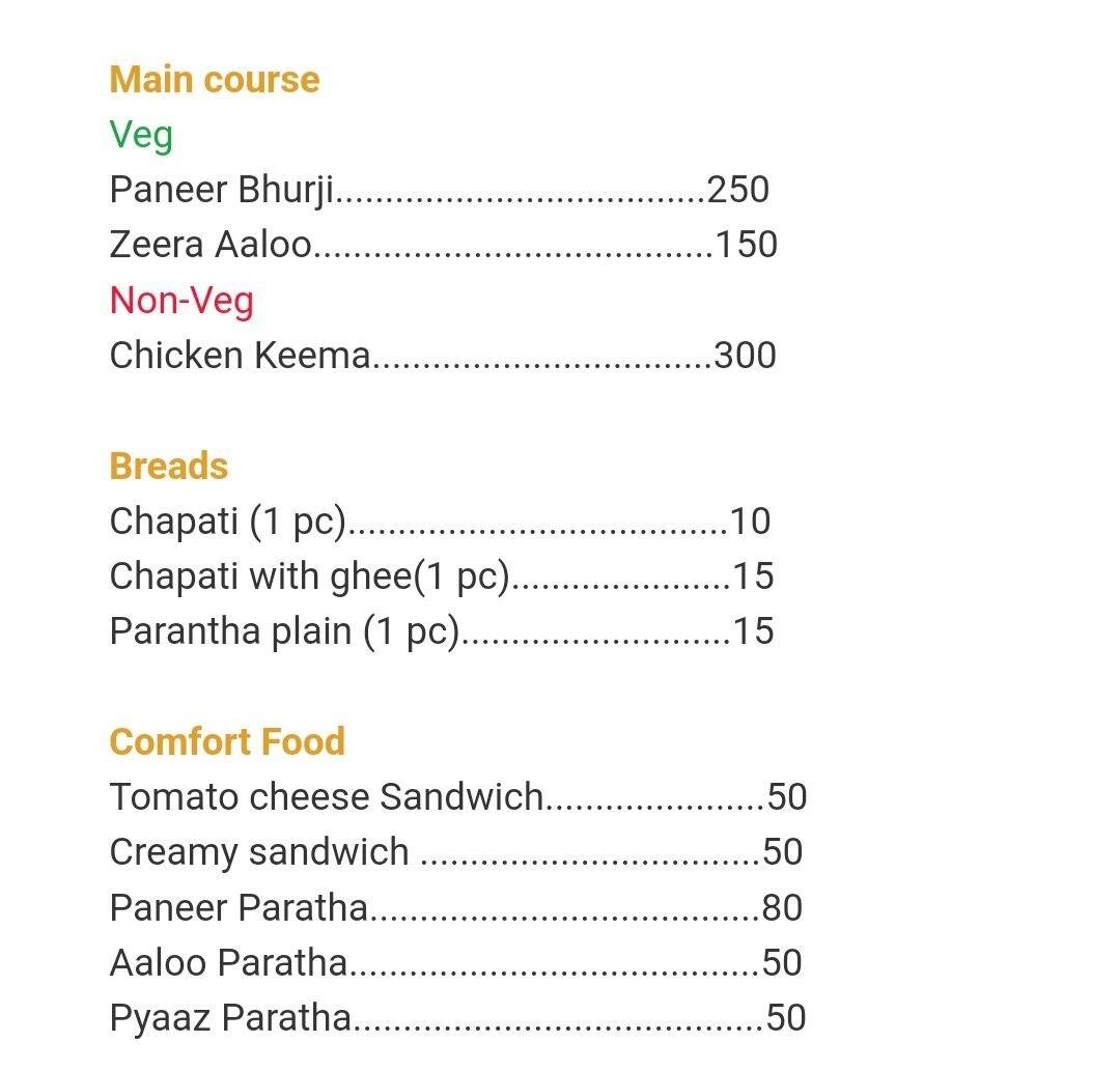 Menu of Shaksation, Baner, Pune