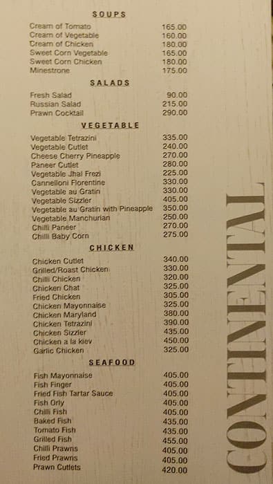 Menu of Kwality, Park Street Area, Kolkata