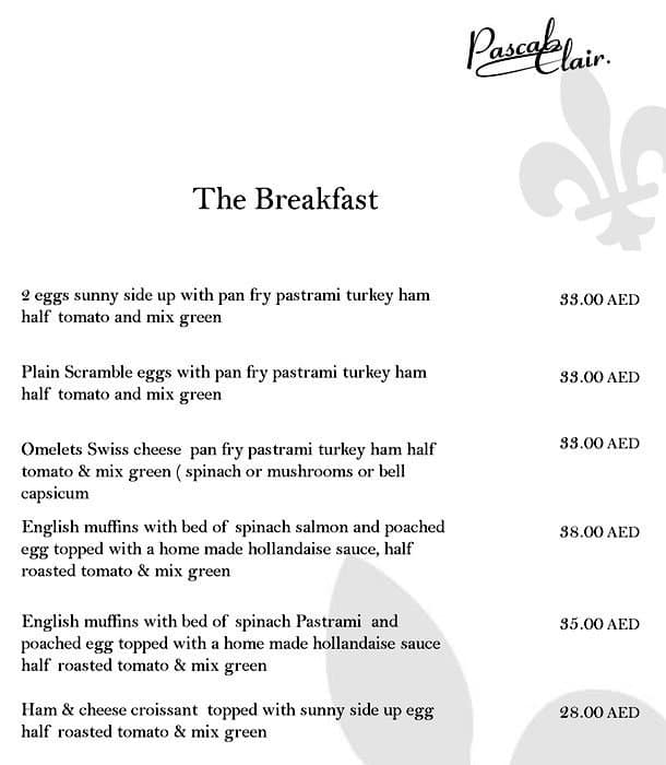 Pascal Clair Menu, Menu for Pascal Clair, Dubai Investment Park, Dubai ...