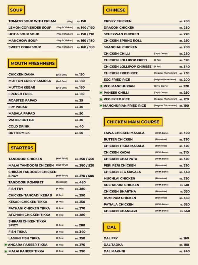Menu of Jalsa Restaurant, Hansol, Ahmedabad