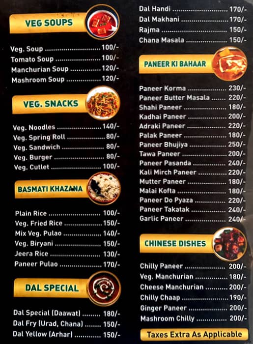 Menu of Daawat, NIT, Faridabad