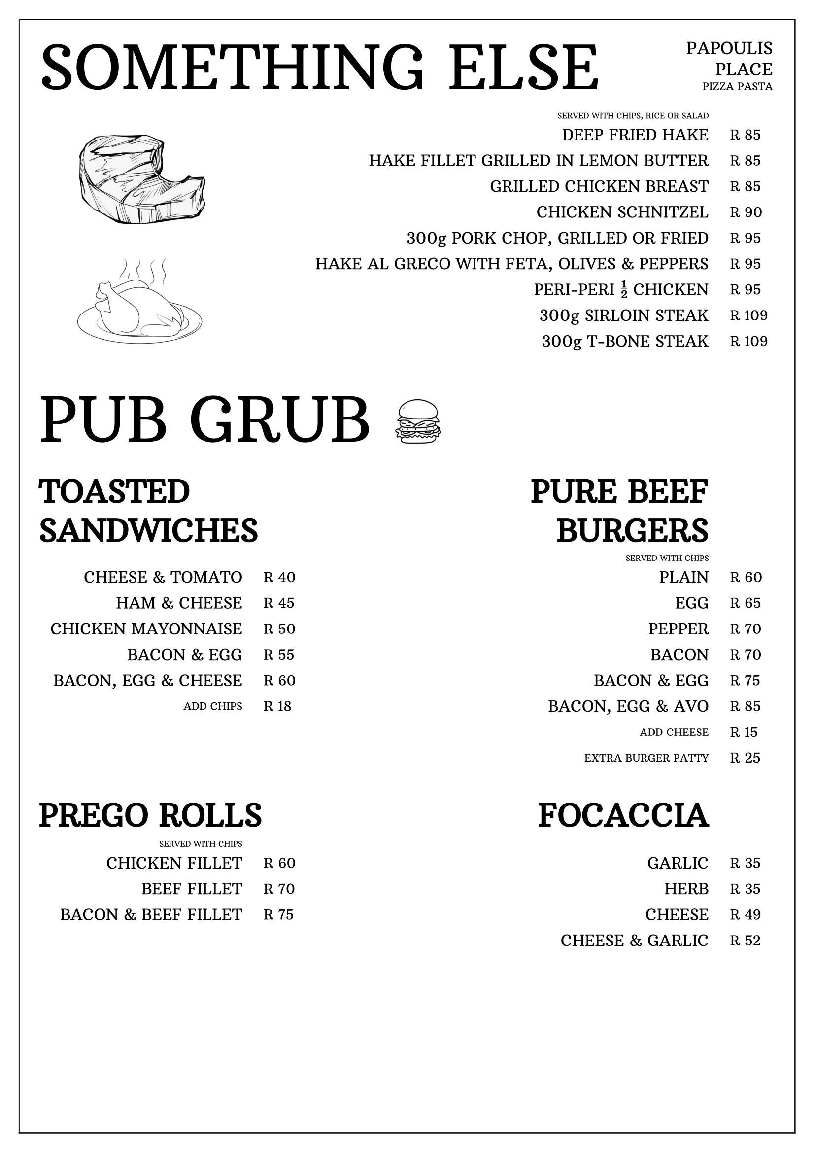 Menu at Papoulis Place restaurant, Sandton, Merrow Down Plaza Corner ...