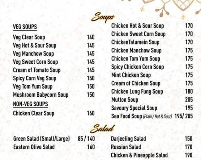 Menu of Savoury Sea Shell, Velachery, Chennai