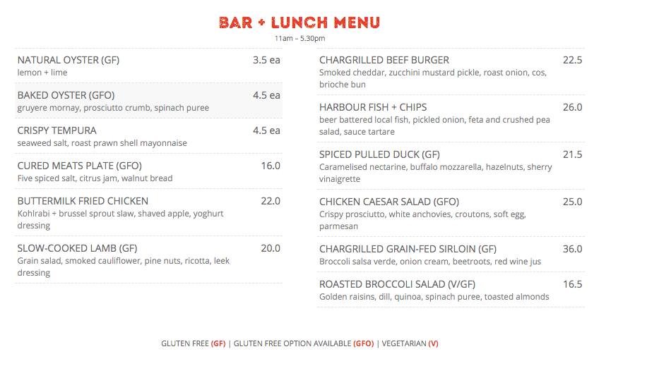 Menu at Char Char Restaurant + Bar, Fremantle