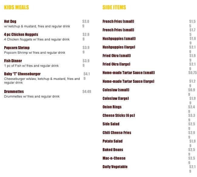 Carta de barbacoa Original Chicken & Ribs, Charlotte