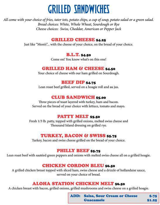 Menu at Aloha Station pub & bar, Aloha