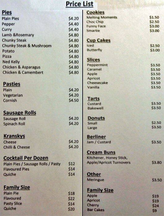 Bruce the Baker Menu, Menu for Bruce the Baker, Hope Valley, Adelaide ...