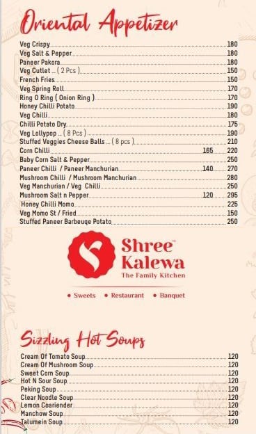 Menu of Shree Kalewa Restaurant, Alambagh, Lucknow