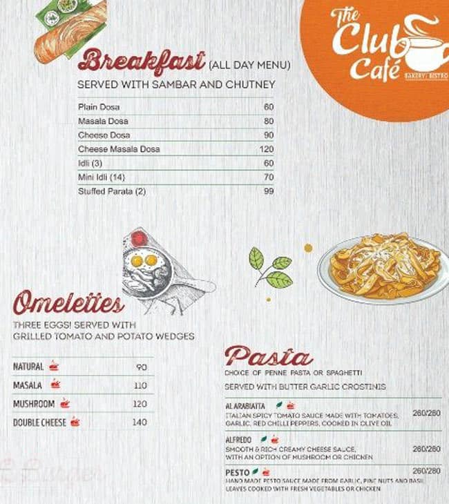 Menu at The Club Cafe, Bengaluru, 229
