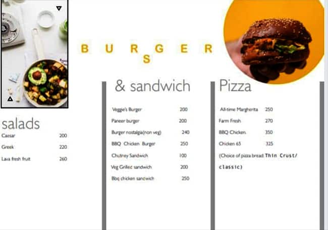 Menu at Lava Cafe & Bakery, Hyderabad