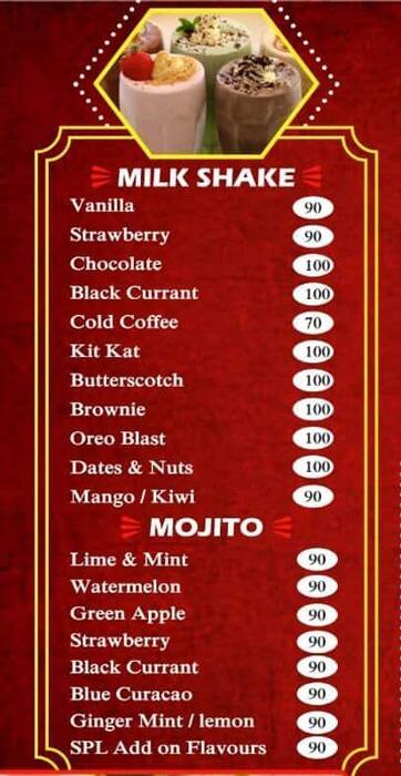 Menu at Moon cafe, Salem