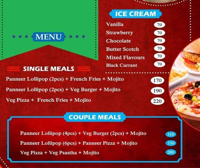 Menu at Moon cafe, Salem