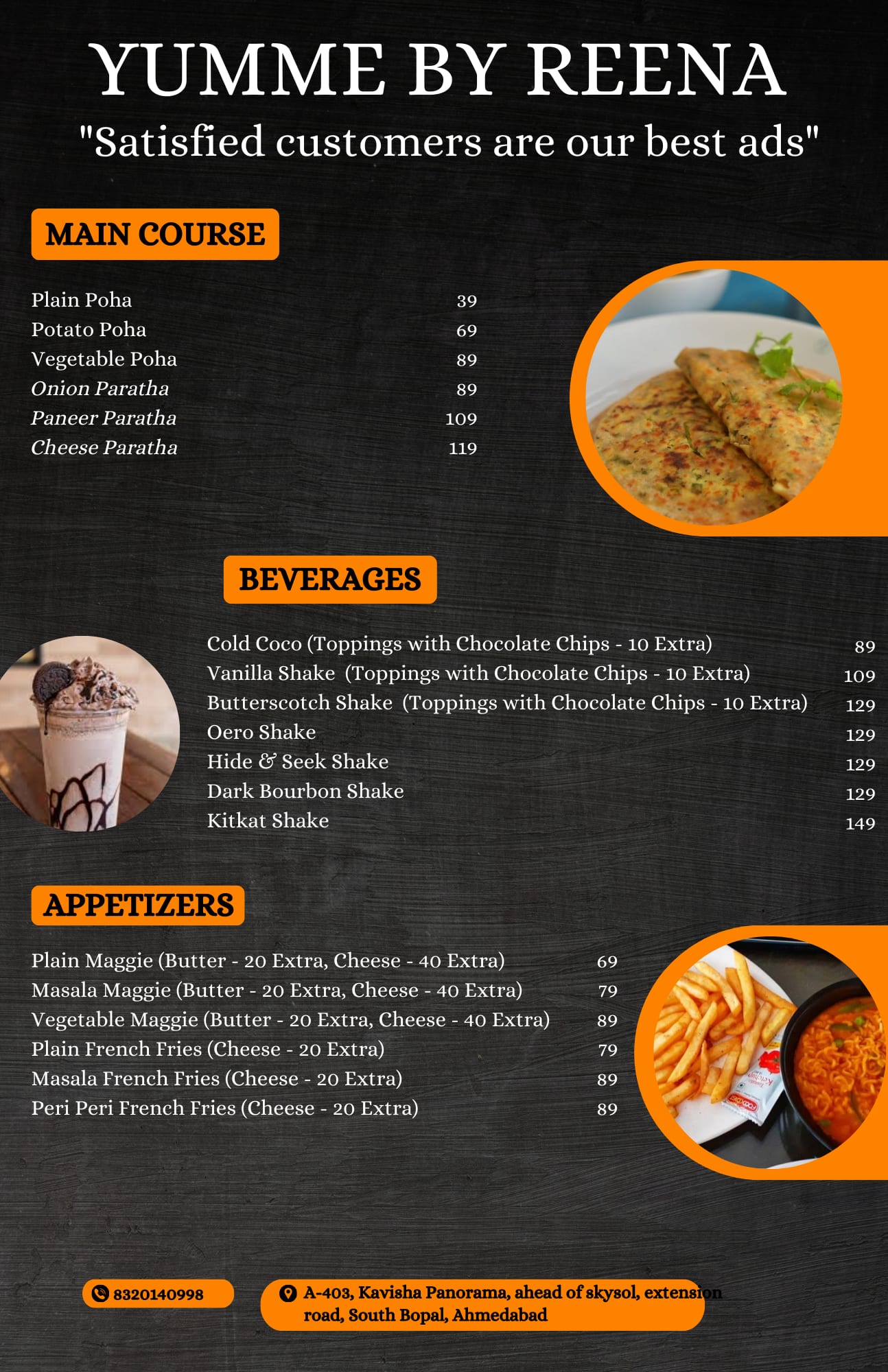 Menu of Yumme By Reena, Bopal, Ahmedabad