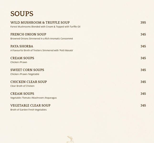 Menu of Gallops, Mahalaxmi, Mumbai