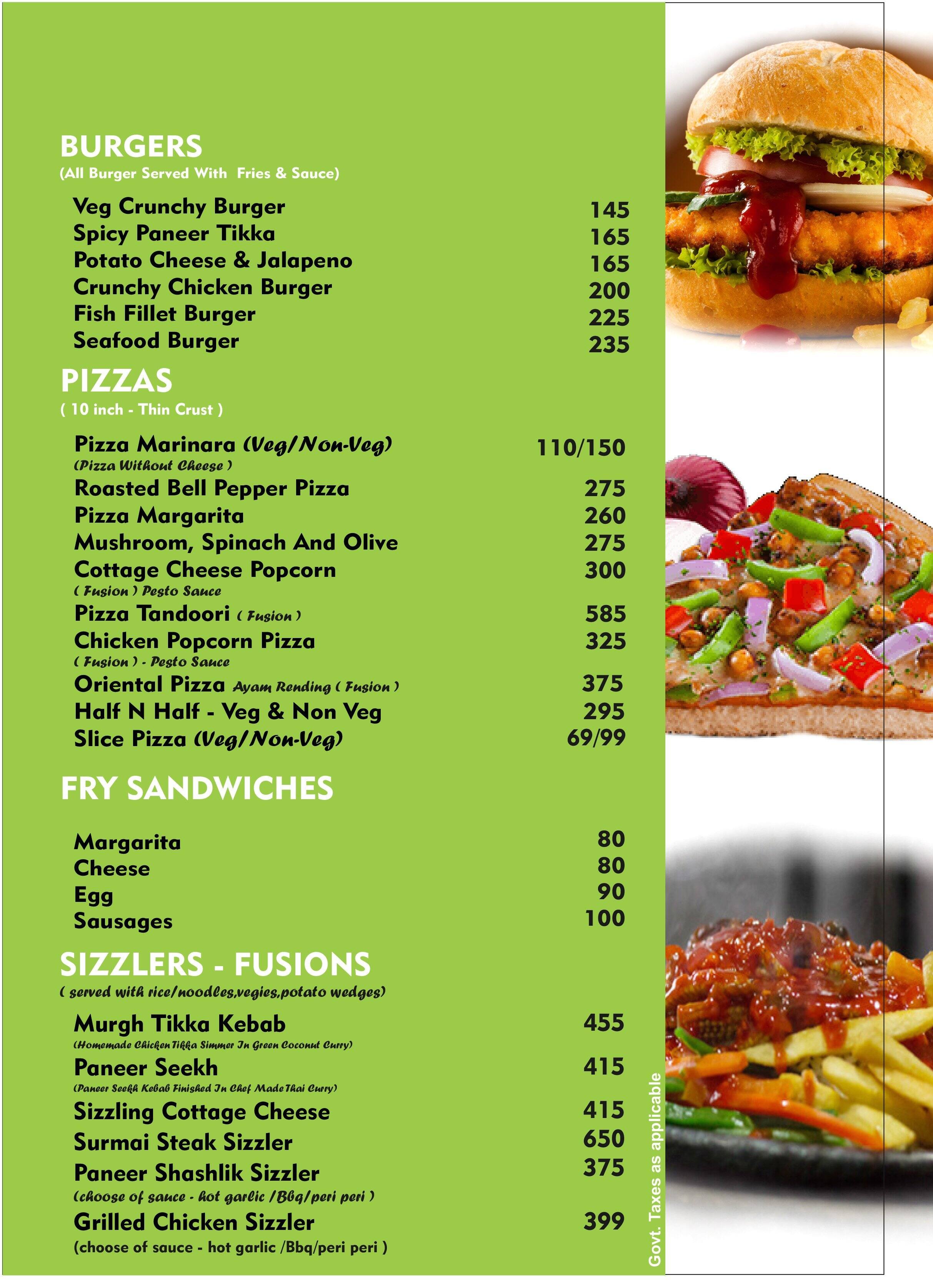 Menu at Waters, Mumbai