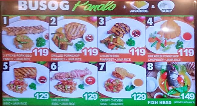 Menu at Handaan restaurant, Quezon City, LG