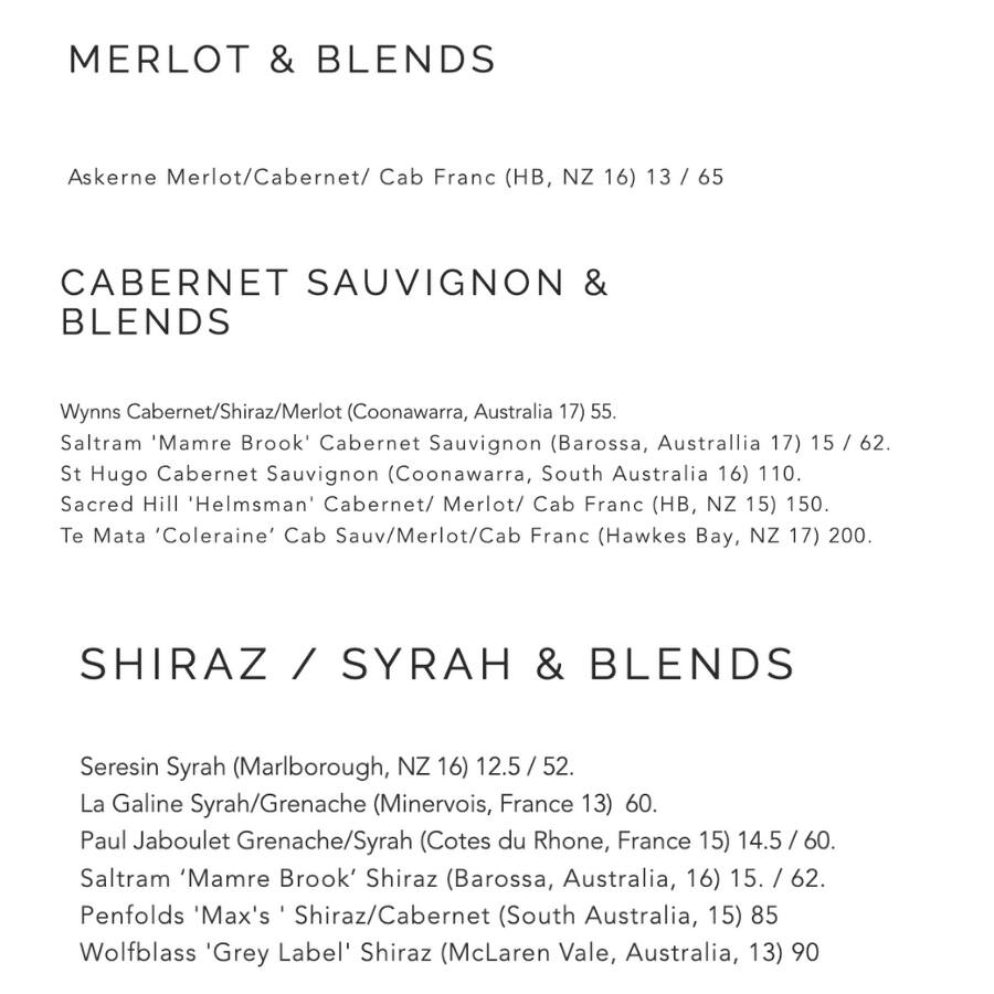 Menu at Vivace pub & bar, Auckland