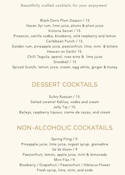 Menu at Vivace pub & bar, Auckland