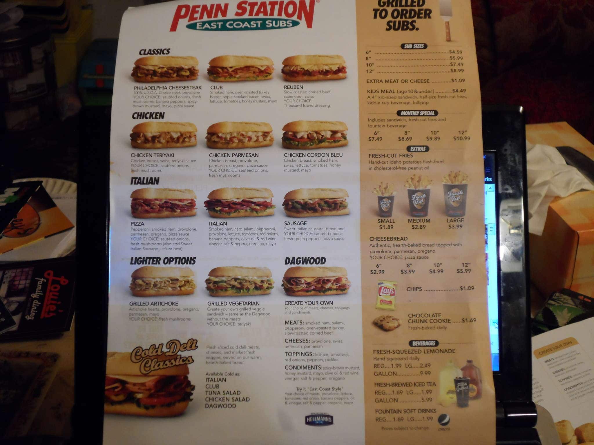Penn Station East Coast Subs Menu - Urbanspoon/Zomato