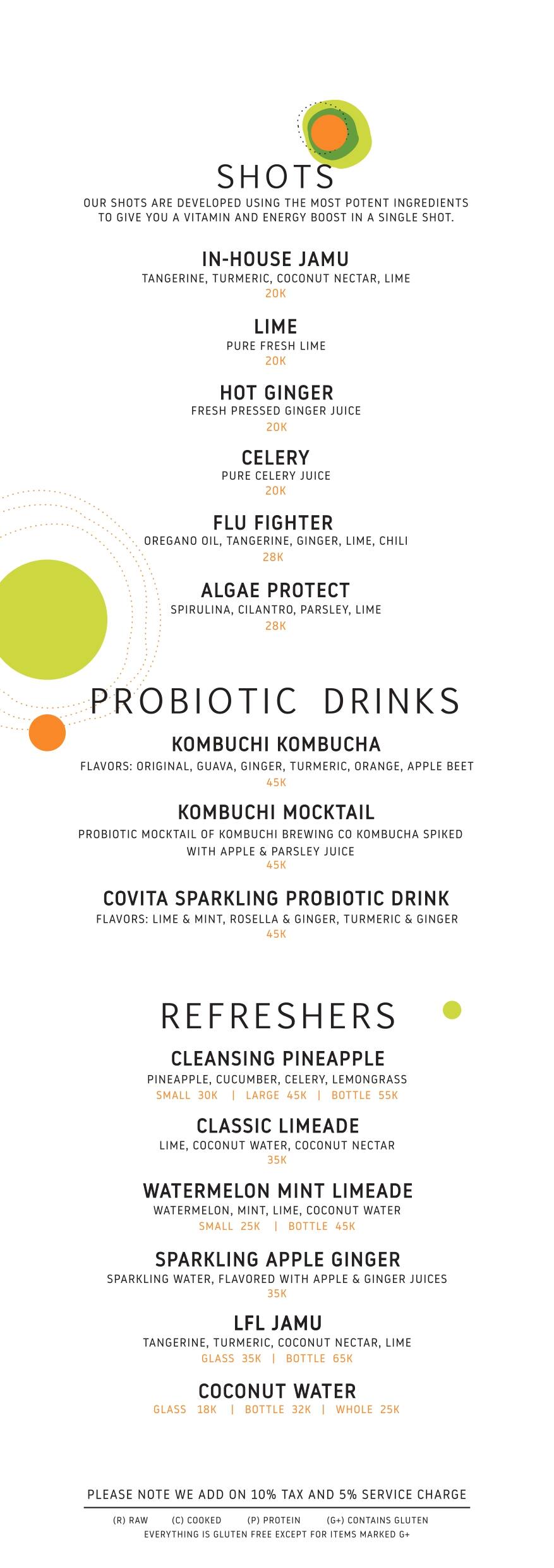 Menu at Living Food Lab restaurant, Canggu, No 8