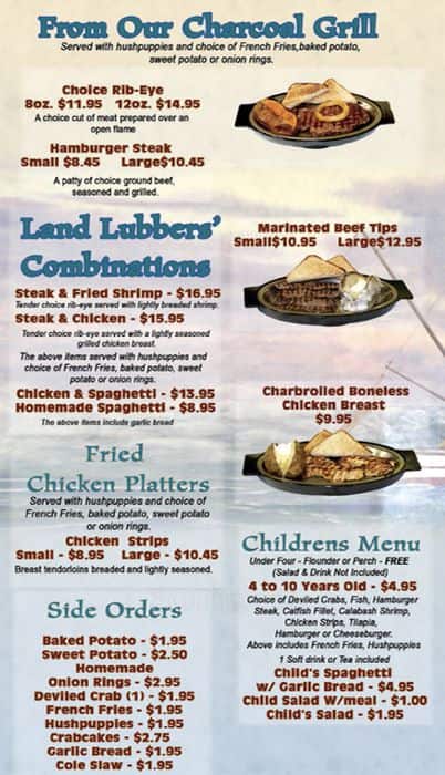 Menu at The Captain's Cap steakhouse, Belmont, 670 Park St