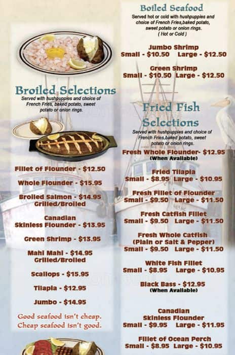 Menu at The Captain's Cap steakhouse, Belmont, 670 Park St