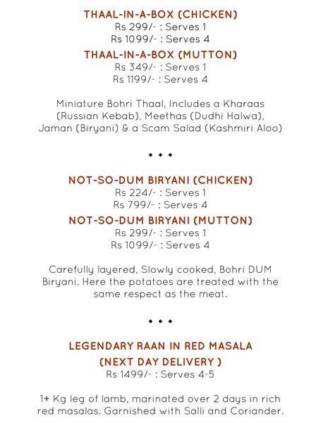 The Bohri Kitchen Menu, Menu for The Bohri Kitchen, Worli, Mumbai - Zomato