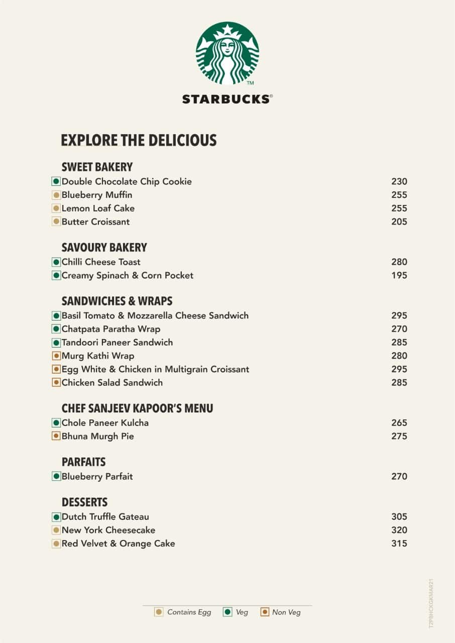 Menu at Starbucks, Surat, 16