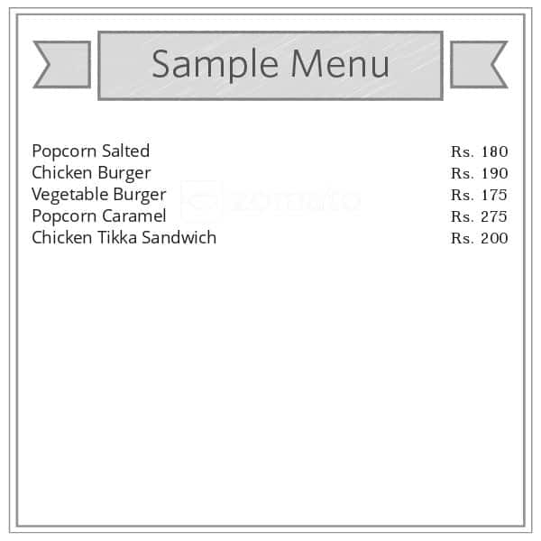 Menu of PVR Luxe Café, Whitefield, Bangalore