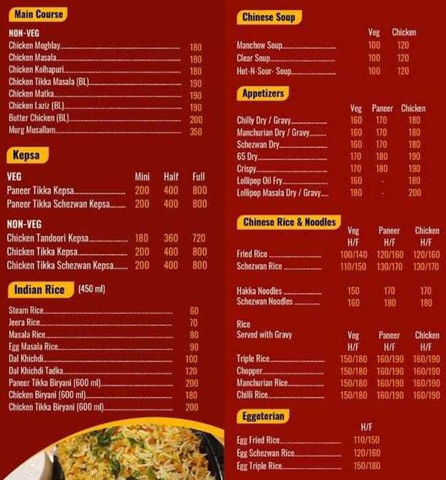Menu of Pravda's Kitchen, Wakad, Pune