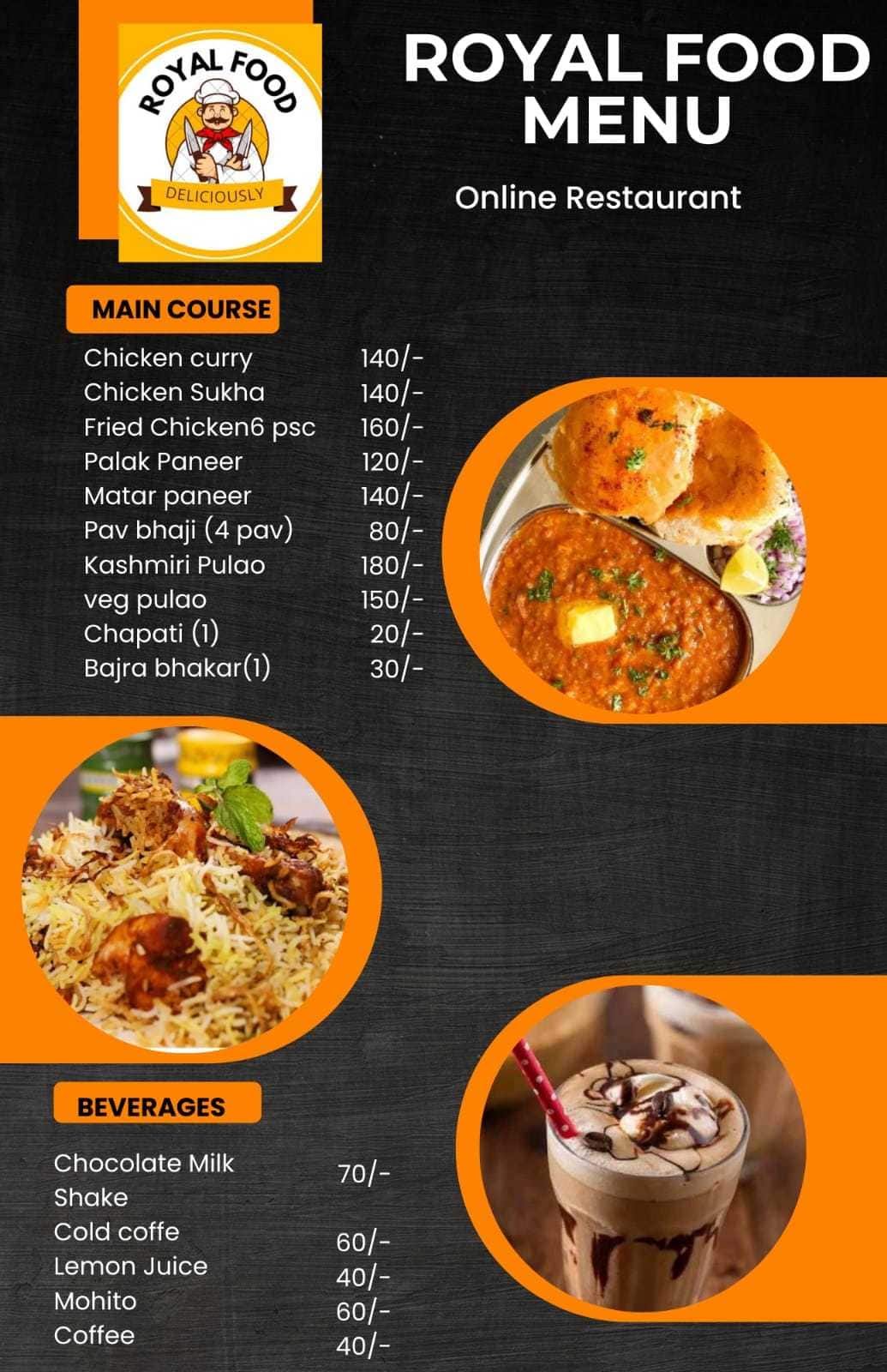 Menu of Royal Food, Lonavala, Pune