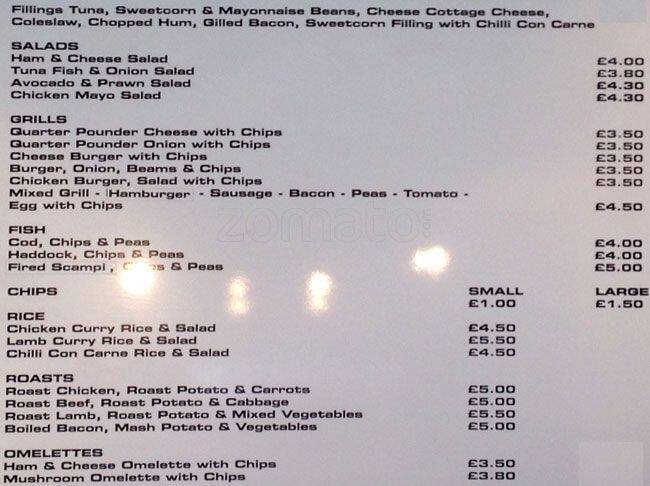 Menu at Tim's Cafe & Restaurant, London