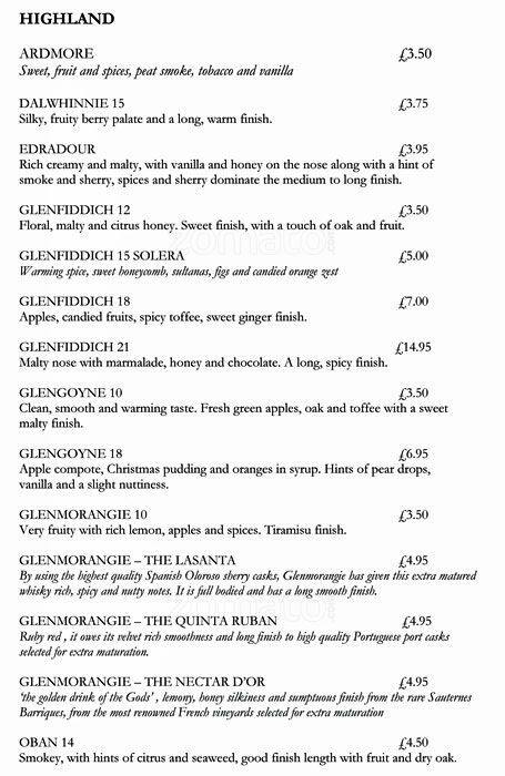 Menu at Queens Arms pub & bar, Edinburgh