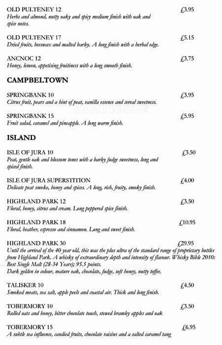 Menu at Queens Arms pub & bar, Edinburgh