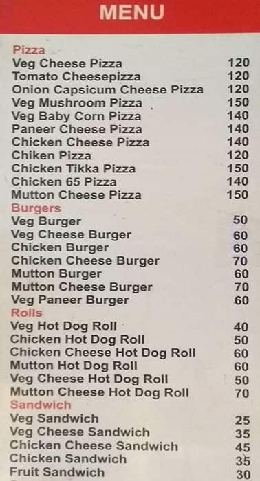 Menu at Triple A Bakery, Secunderabad, Plot No.21