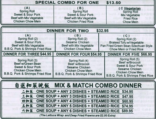 Menu at Patterson Wonton House restaurant, Vancouver