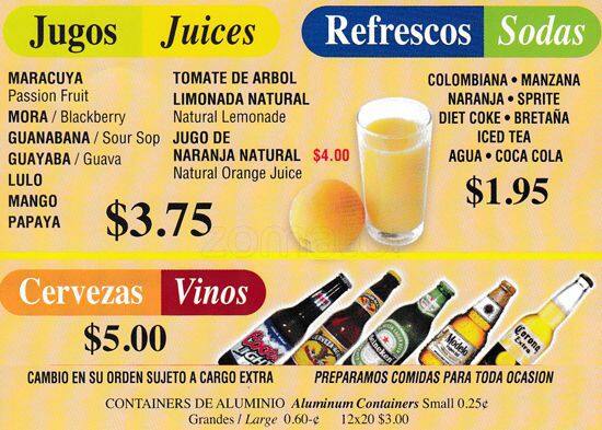 Menu at Pollos Mario steakhouse, New York City, Woodhaven Blvd