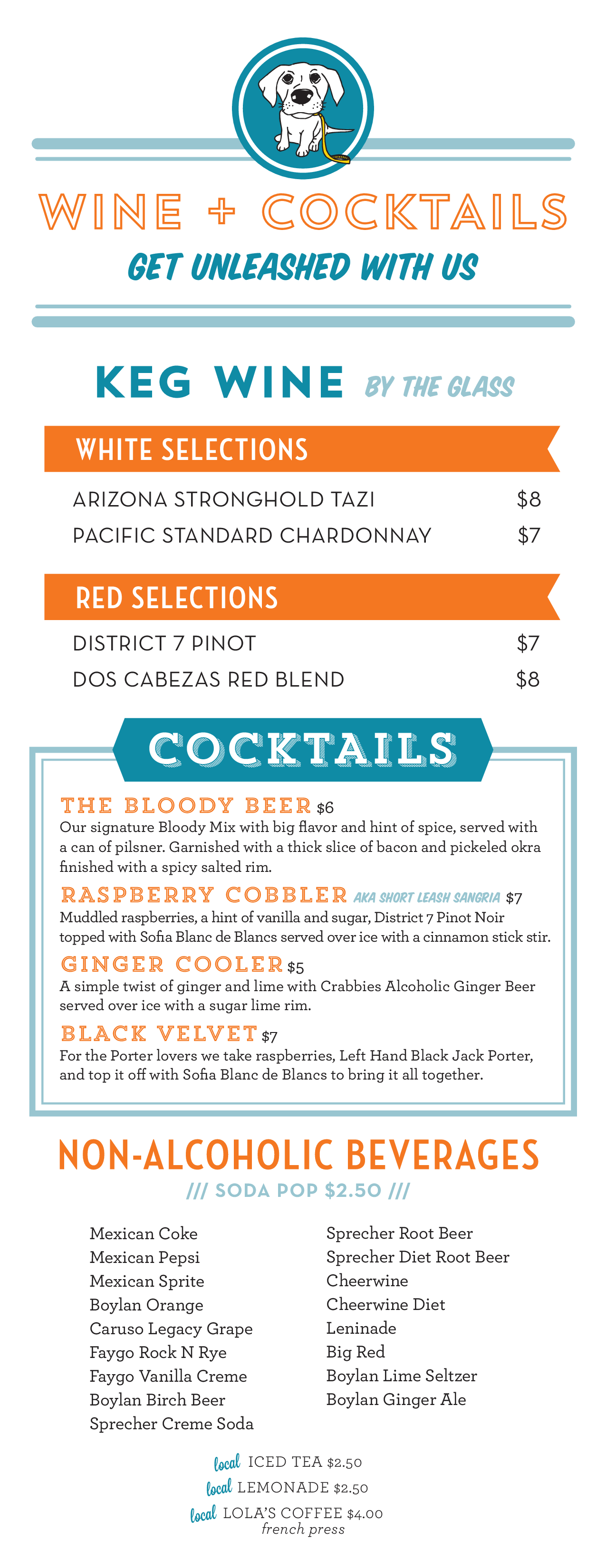 Menu at Short Leash Hot Dogs restaurant, Phoenix, 110 E Roosevelt St