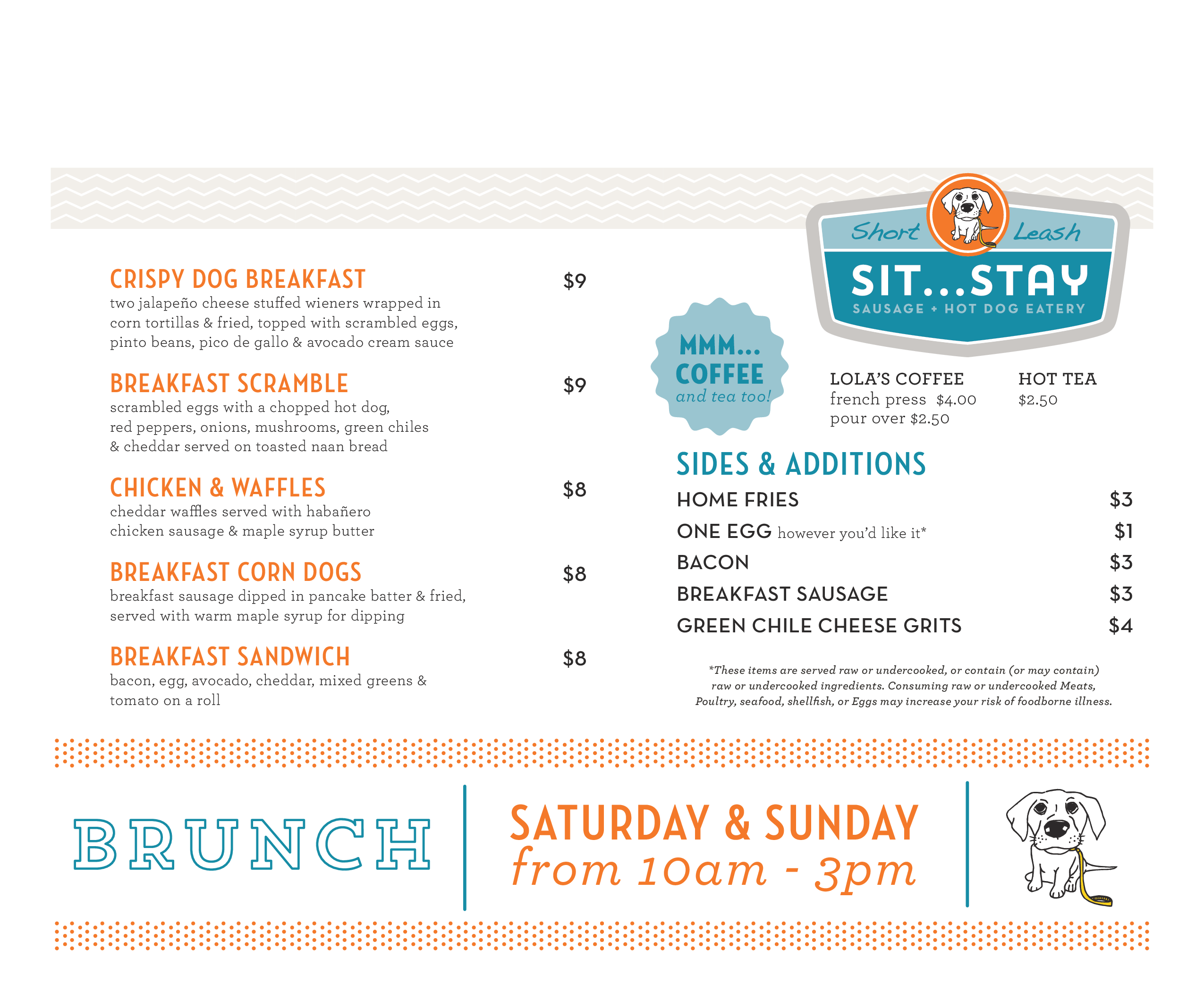 Menu at Short Leash Hot Dogs restaurant, Phoenix, 110 E Roosevelt St