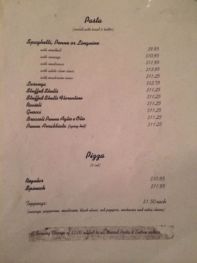 Menu at Segneri's Italian Restaurant, Coraopolis