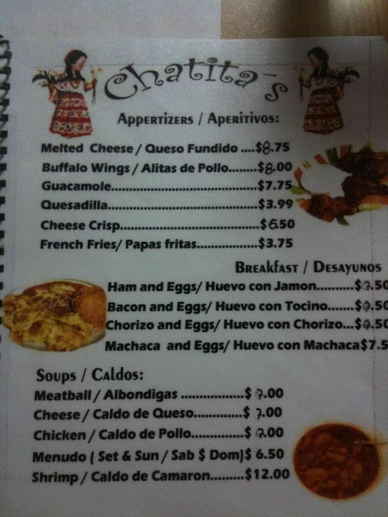 Menu at Chatitas Mexican Restaurant, Douglas, 301 E 10th St