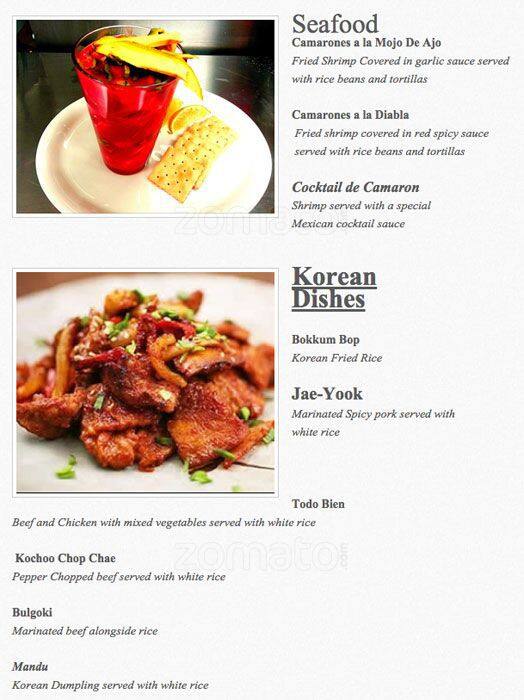 Menu at Casa Bonita restaurant, Norristown