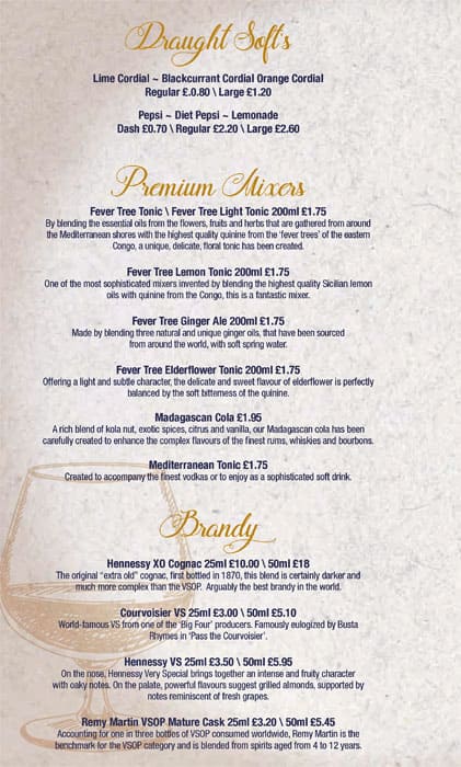 Menu at The Racehorse pub & bar, Warwick