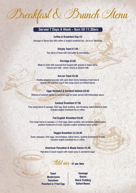 Menu at The Racehorse pub & bar, Warwick