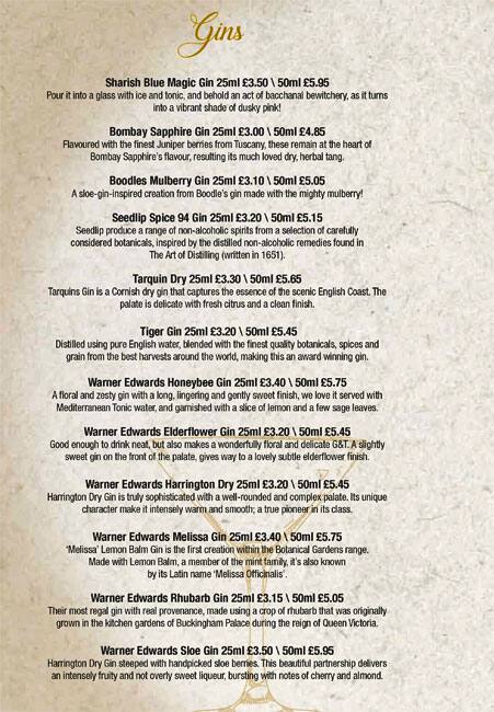 Menu at The Racehorse pub & bar, Warwick