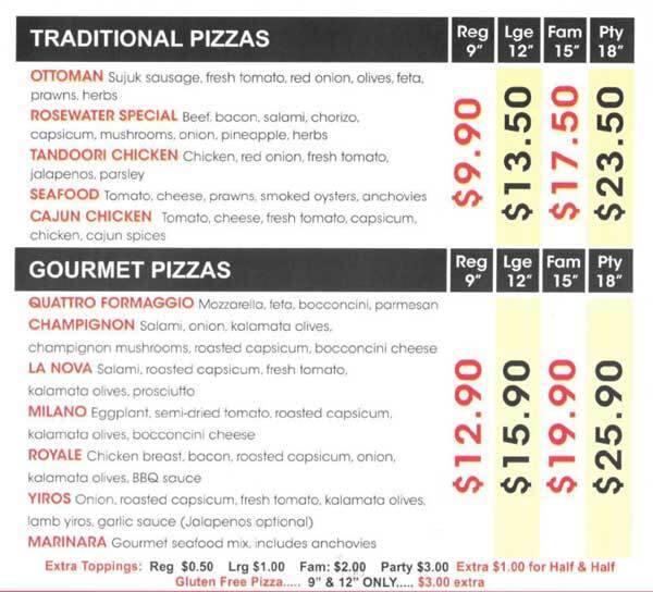Menu at Mina Pizza House pizzeria, Rosewater