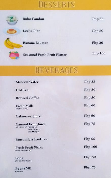 Menu at Inn Cafe, Quezon City, 130 Kalayaan Ave