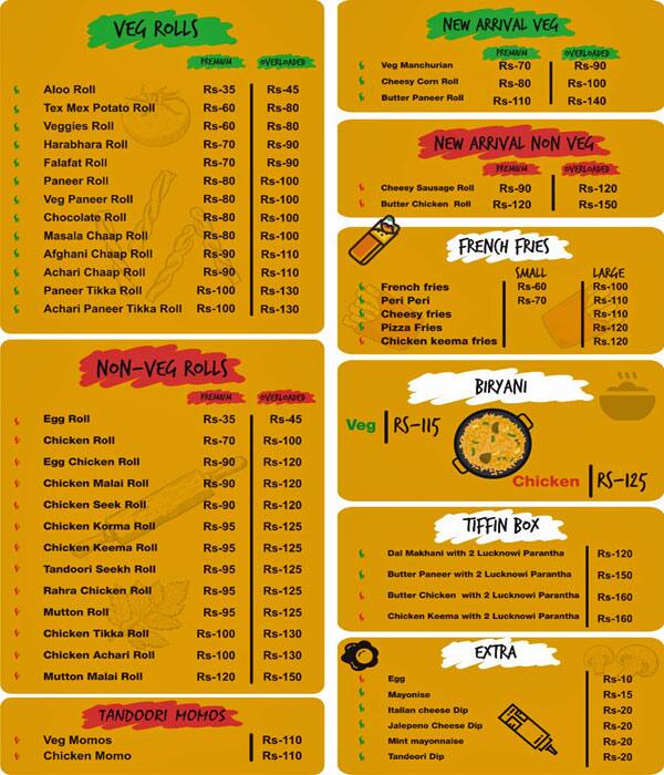 Menu at Roll Xpress, Ludhiana, 135-R