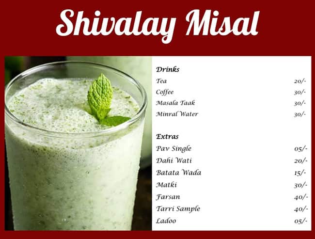 Menu at Shivalay Misal House, Pimpri-Chinchwad
