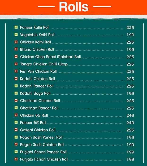 Menu of Rollz Karvaan, Lower Parel, Mumbai